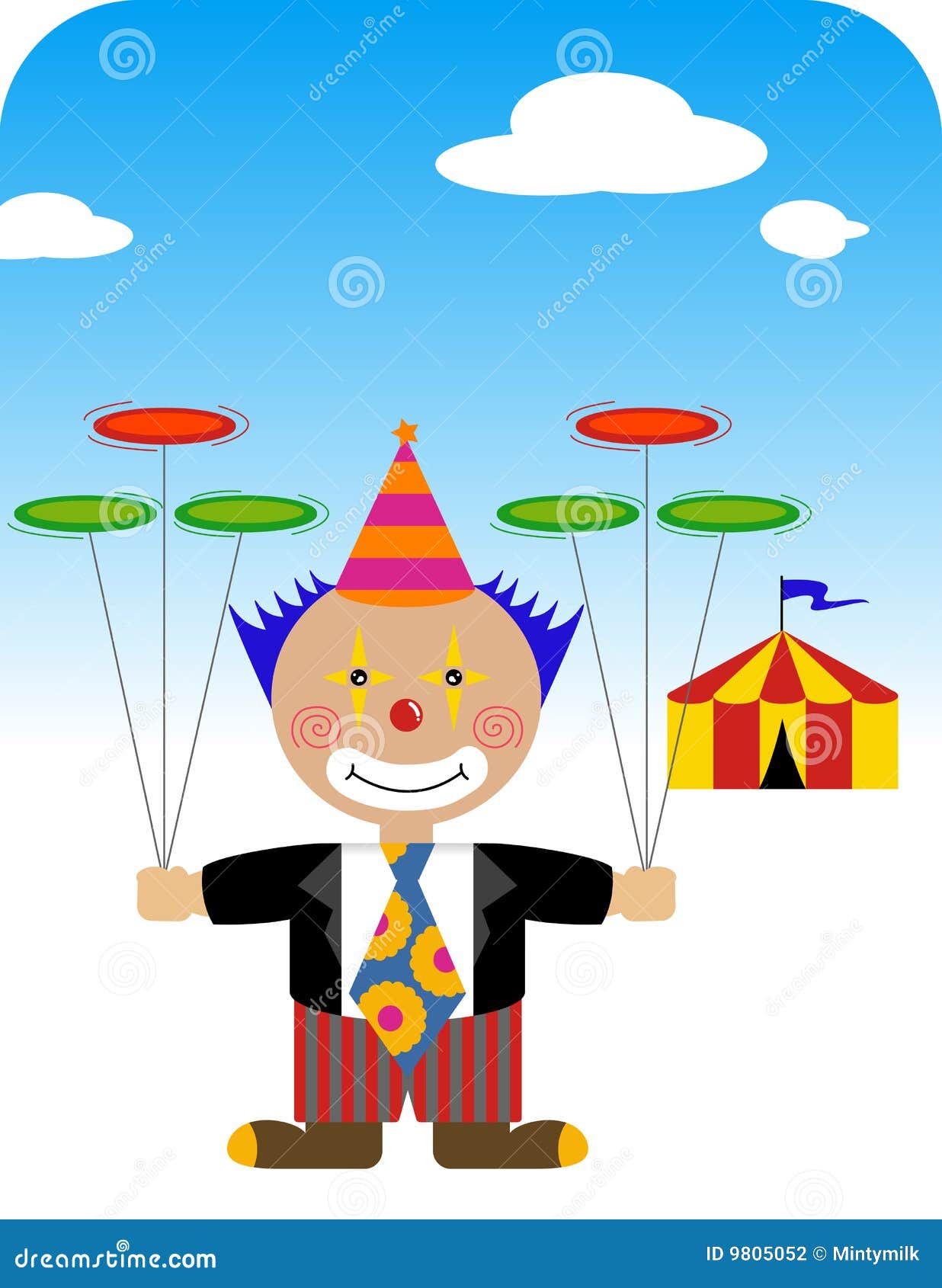 Clown plate spinning stock illustration. Illustration of joker - 9805052