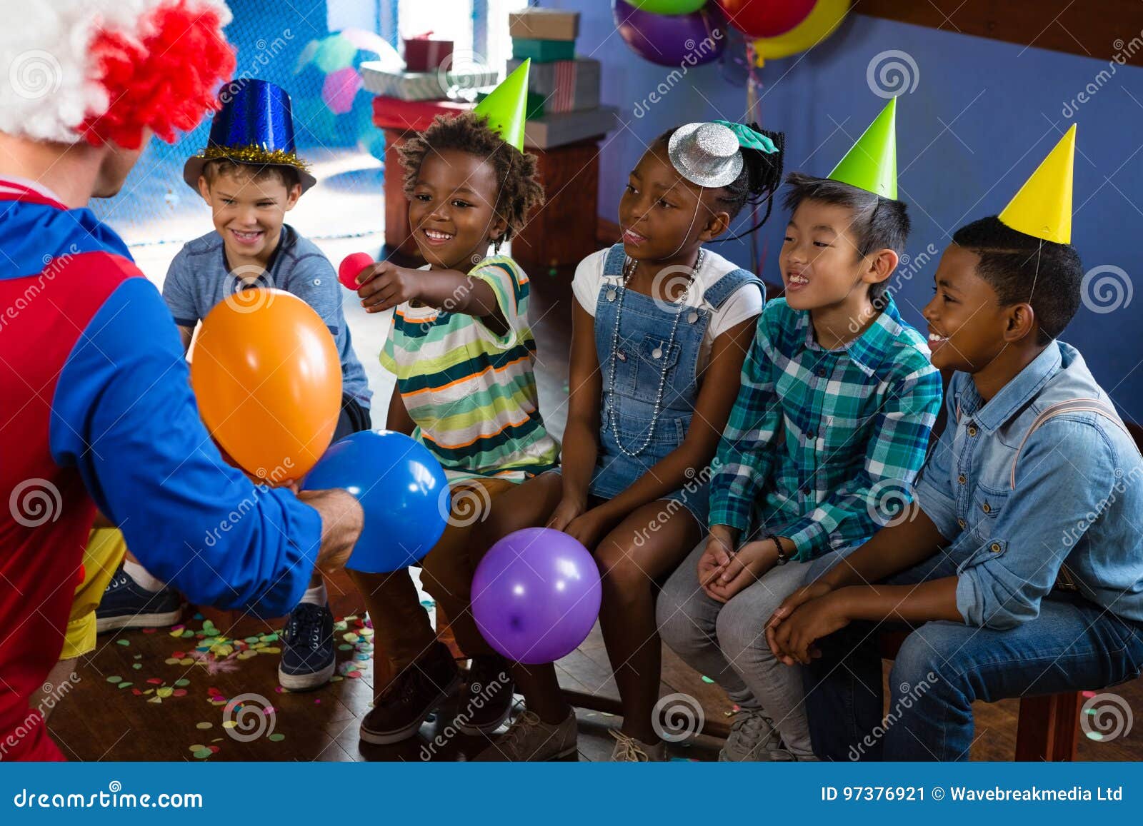 Clown Playing with Children Stock Image - Image of casual, black: 97376921
