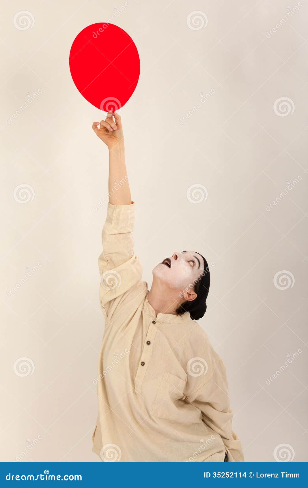 The Clown is Playing with Red Balloons Stock Photo - Image of female ...