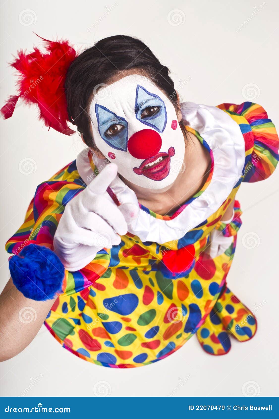 Character Circus Clown Pointing Up at Viewer Stock Image - Image of ...