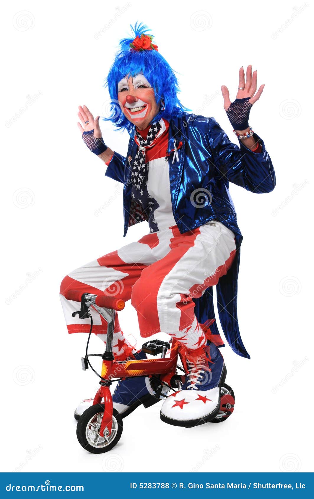 Clown Riding a Bicycle stock photo. Image of bicycle, woman - 5283788