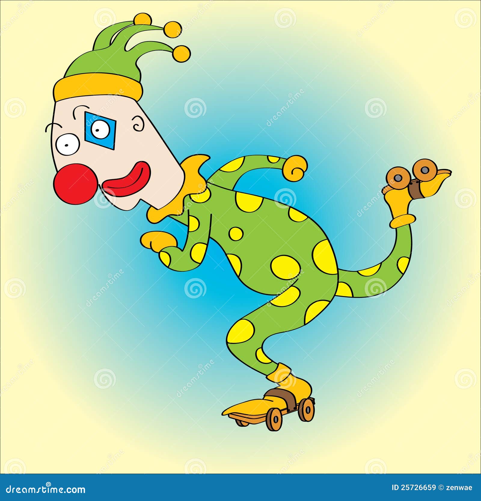 Clown with roller skates stock vector. Illustration of street - 25726659
