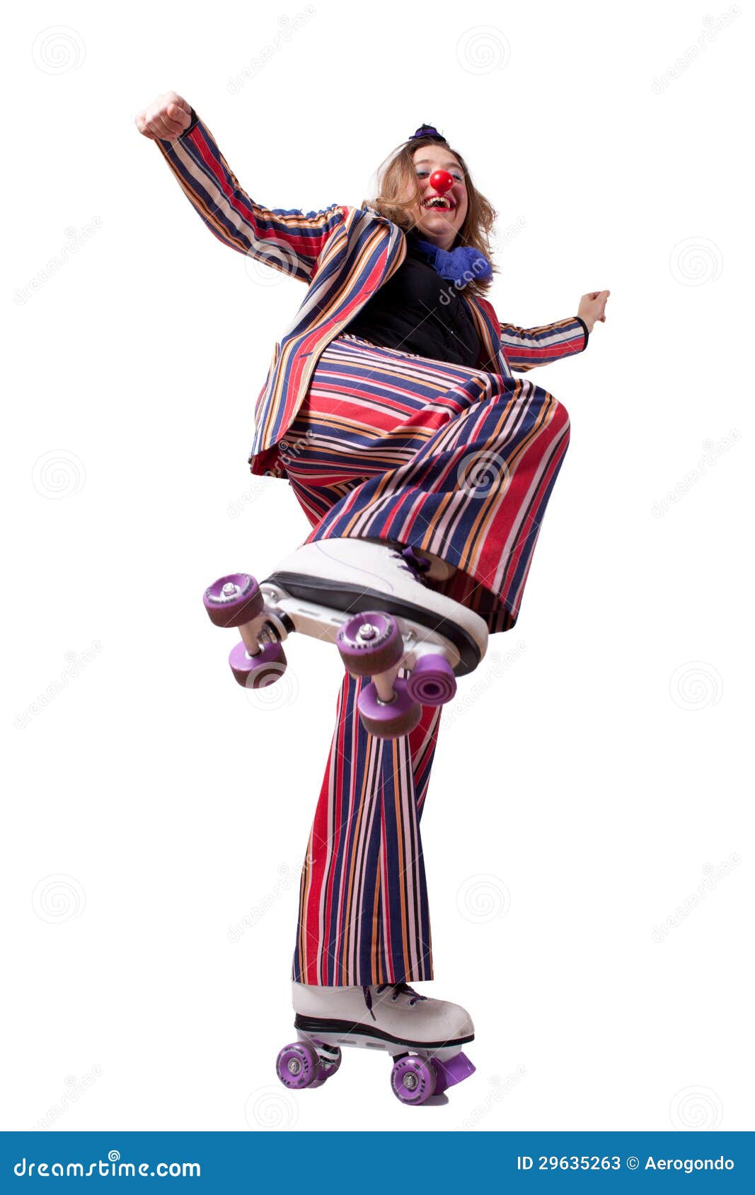 Clown with roller skates stock image. Image of performance - 29635263