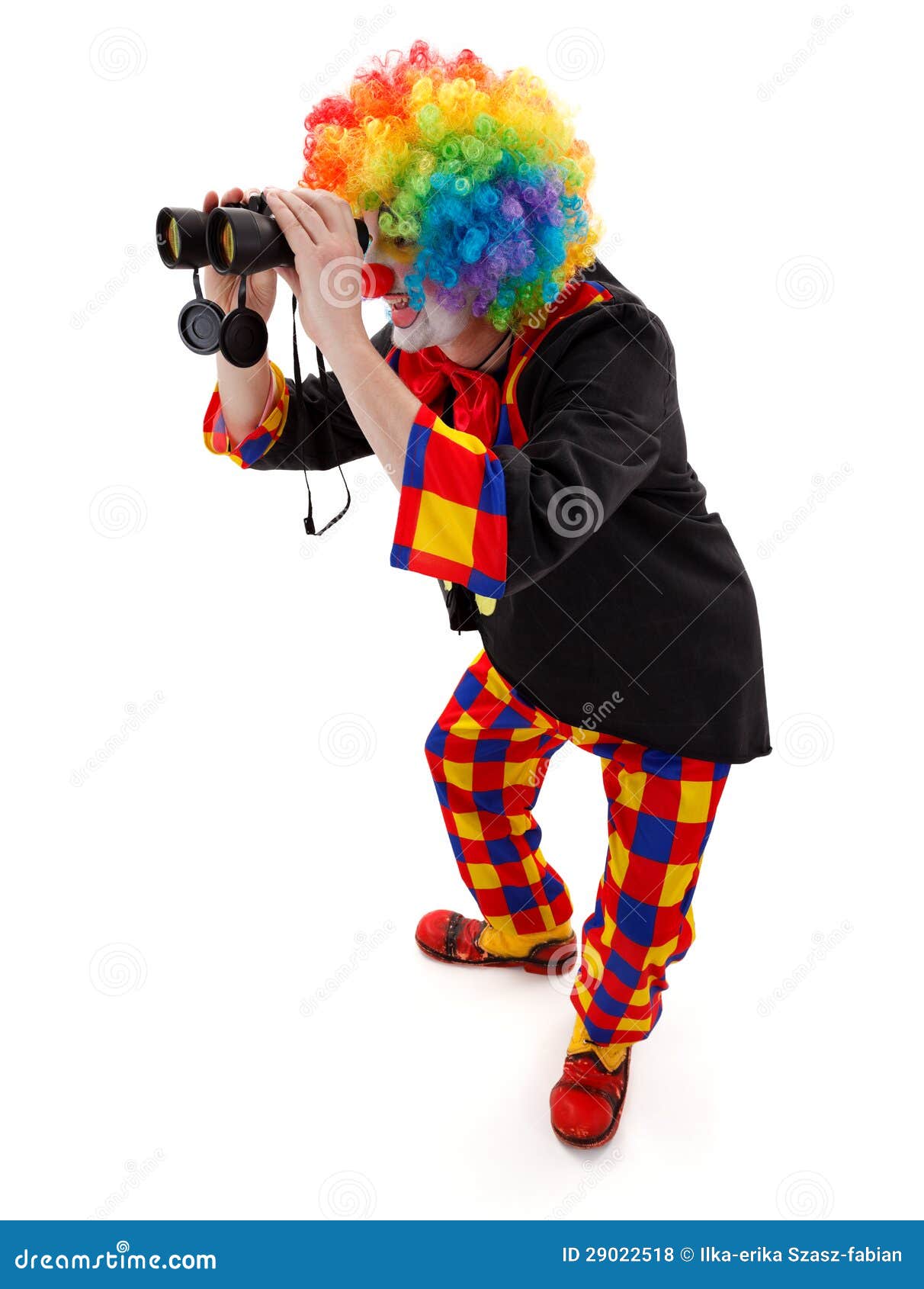 Clown Searching with Binoculars Stock Photo - Image of binocular ...