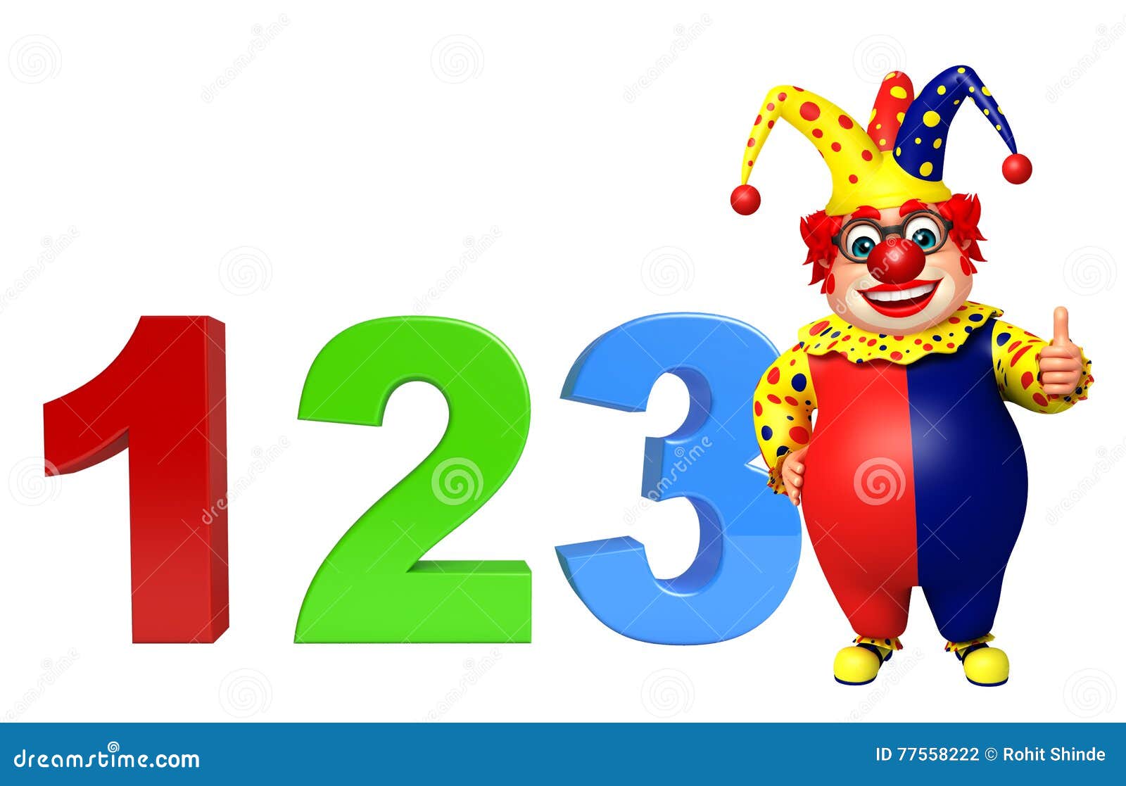 Clown with 123 sign stock illustration. Illustration of colorfull ...