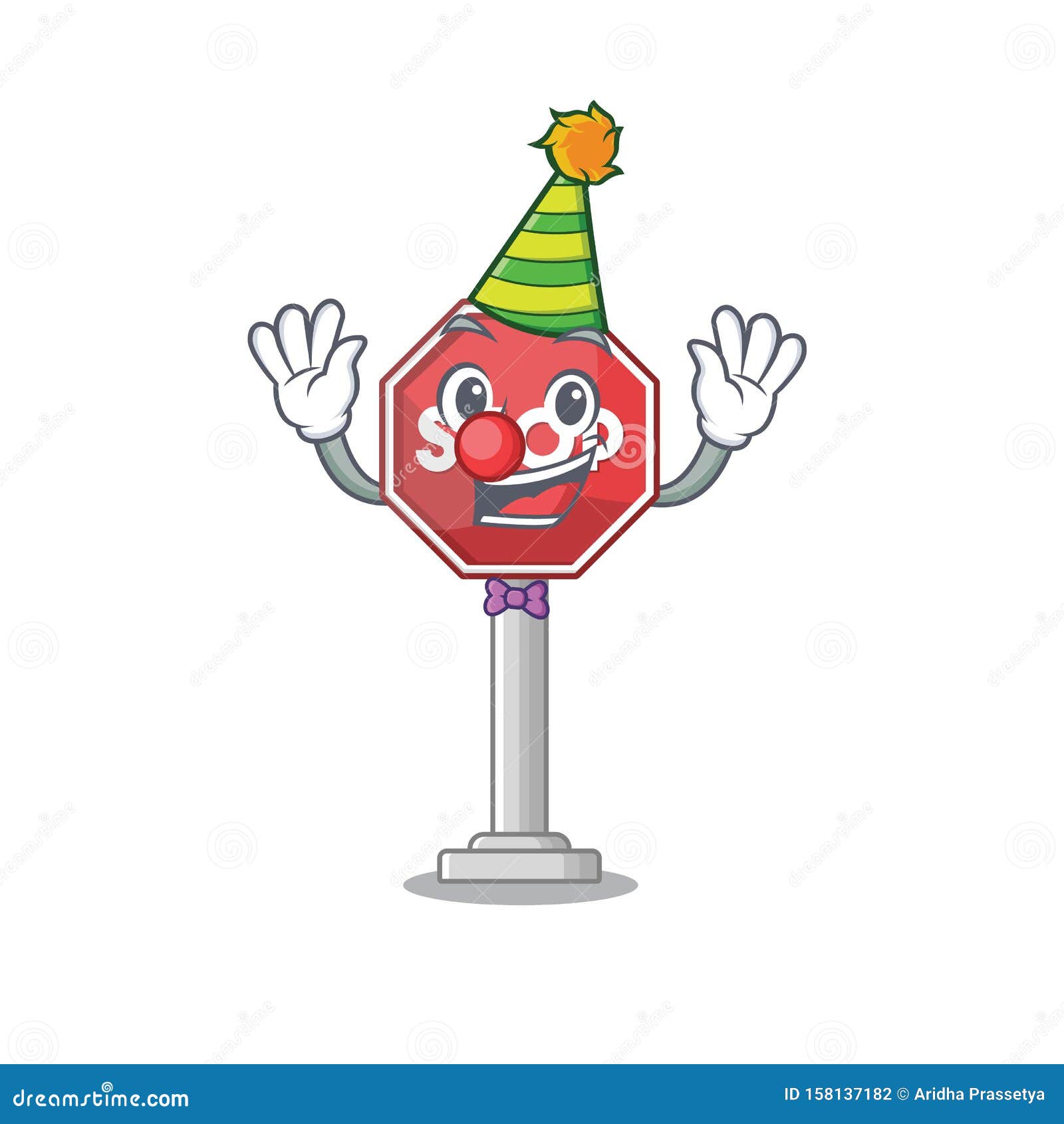 Clown Sign Stop Isolated with the Cartoon Stock Vector - Illustration ...