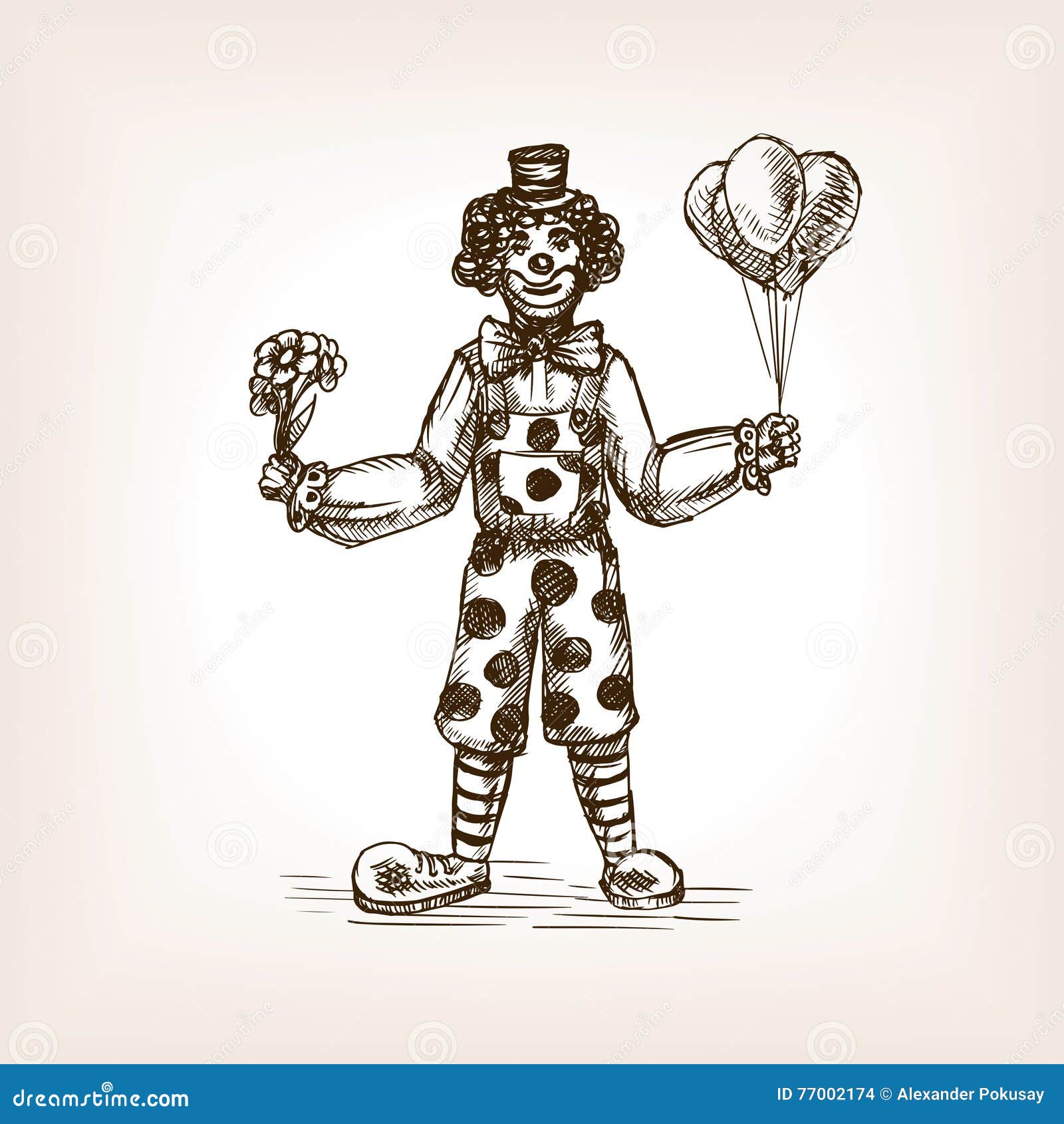 Clown Sketch Style Vector Illustration Stock Vector - Illustration of ...