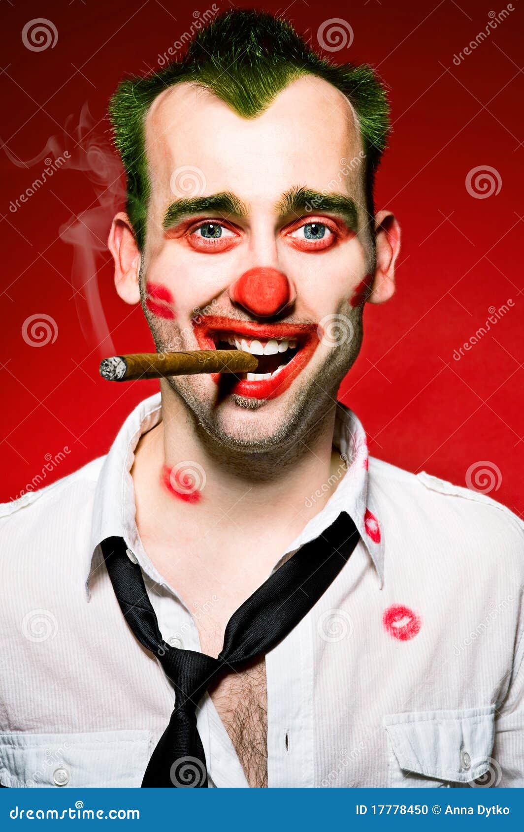 Clown smoking cigaro stock photo. Image of character - 17778450