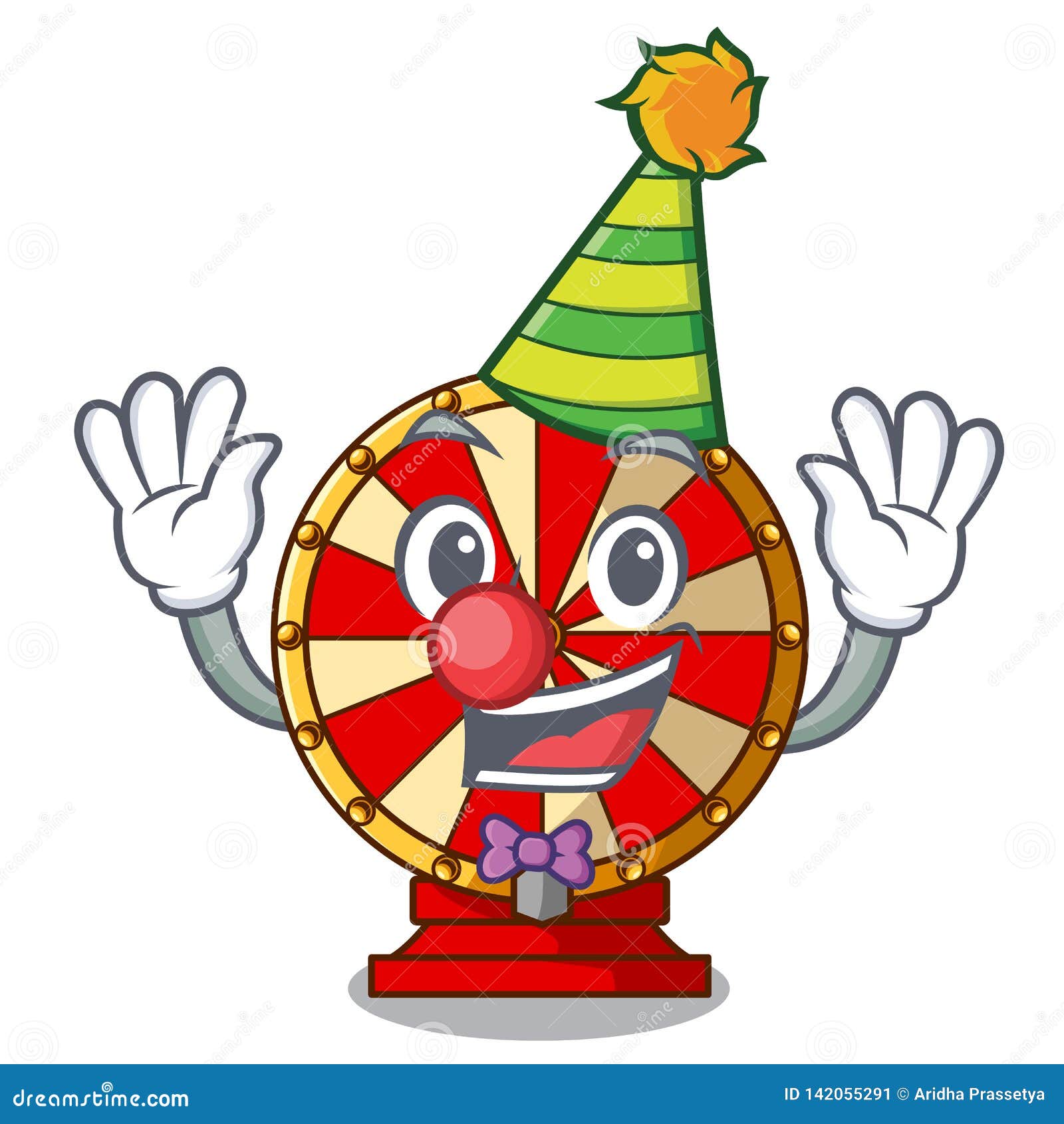 Clown Spinning Wheel Attached the Cartoon Wall Stock Vector ...