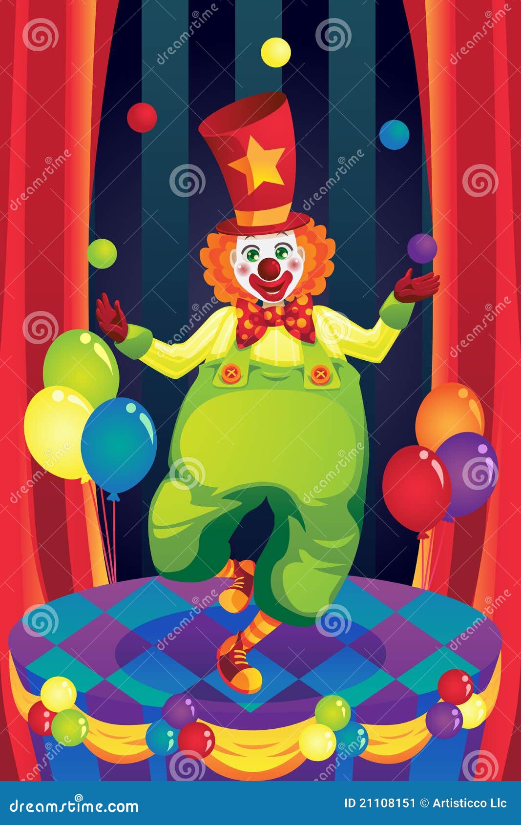 Clown on stage stock vector. Illustration of performing - 21108151