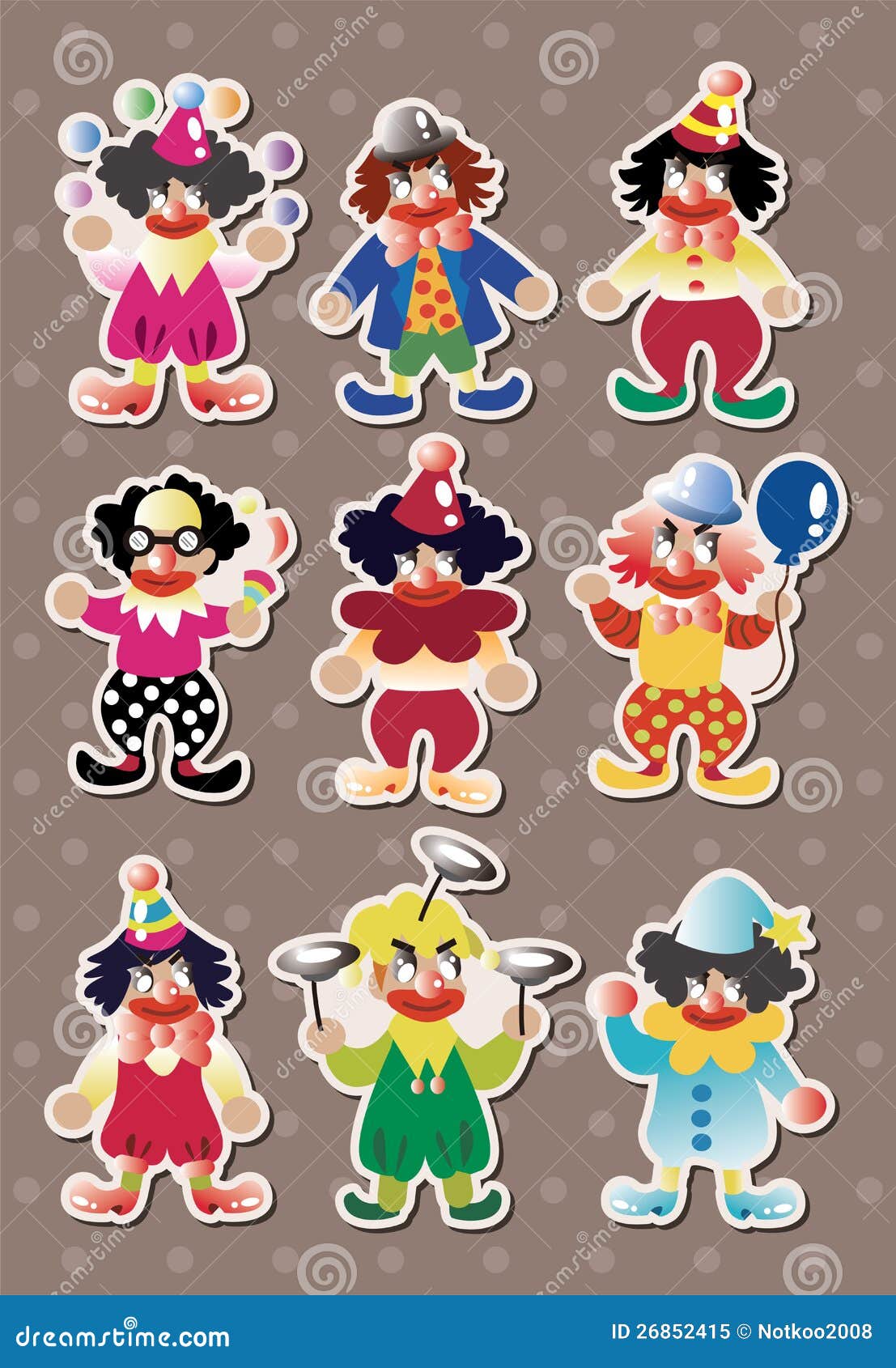 Clown stickers stock vector. Illustration of comedian - 26852415