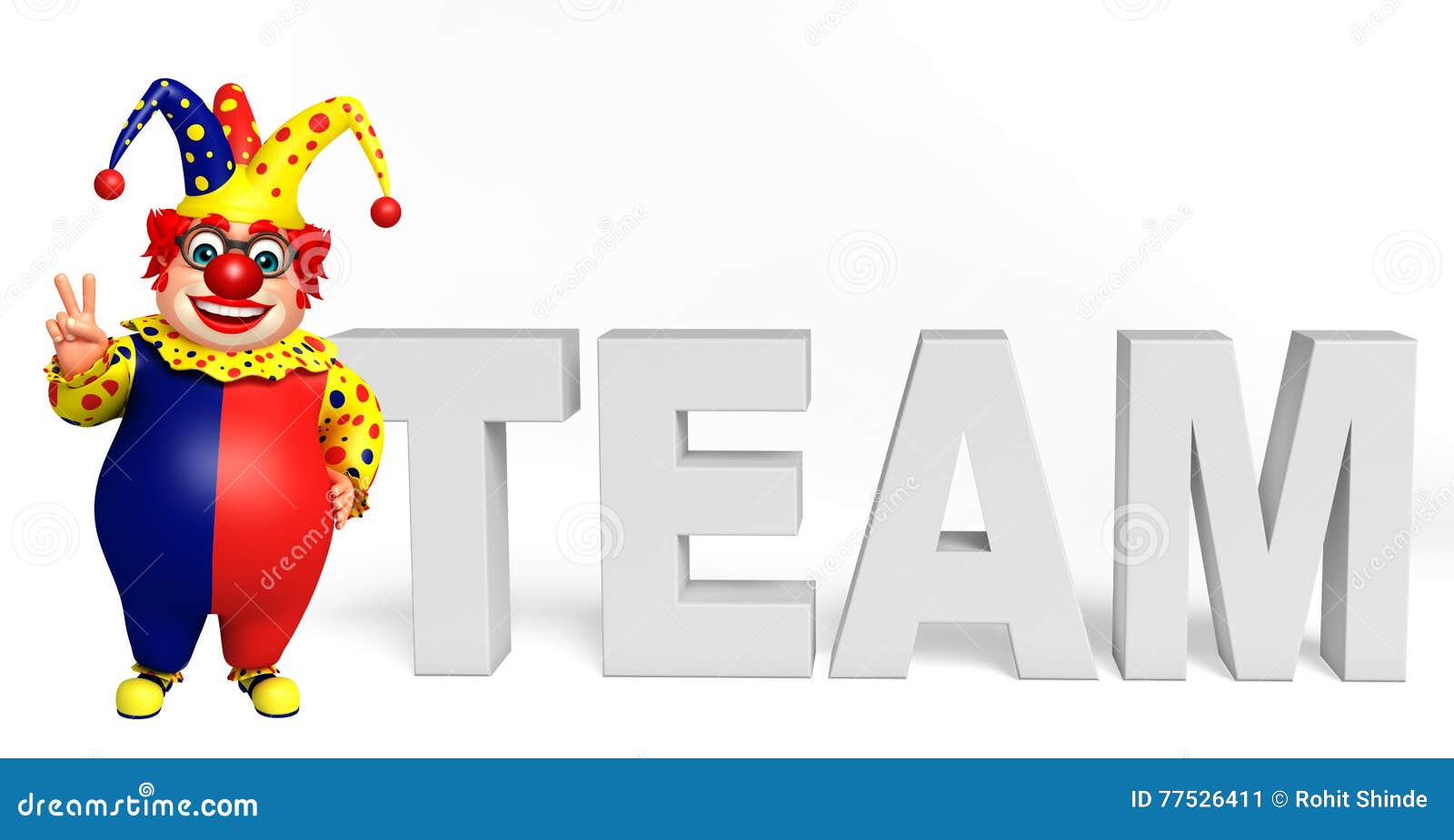 Clown with Team sign stock illustration. Illustration of carnival ...