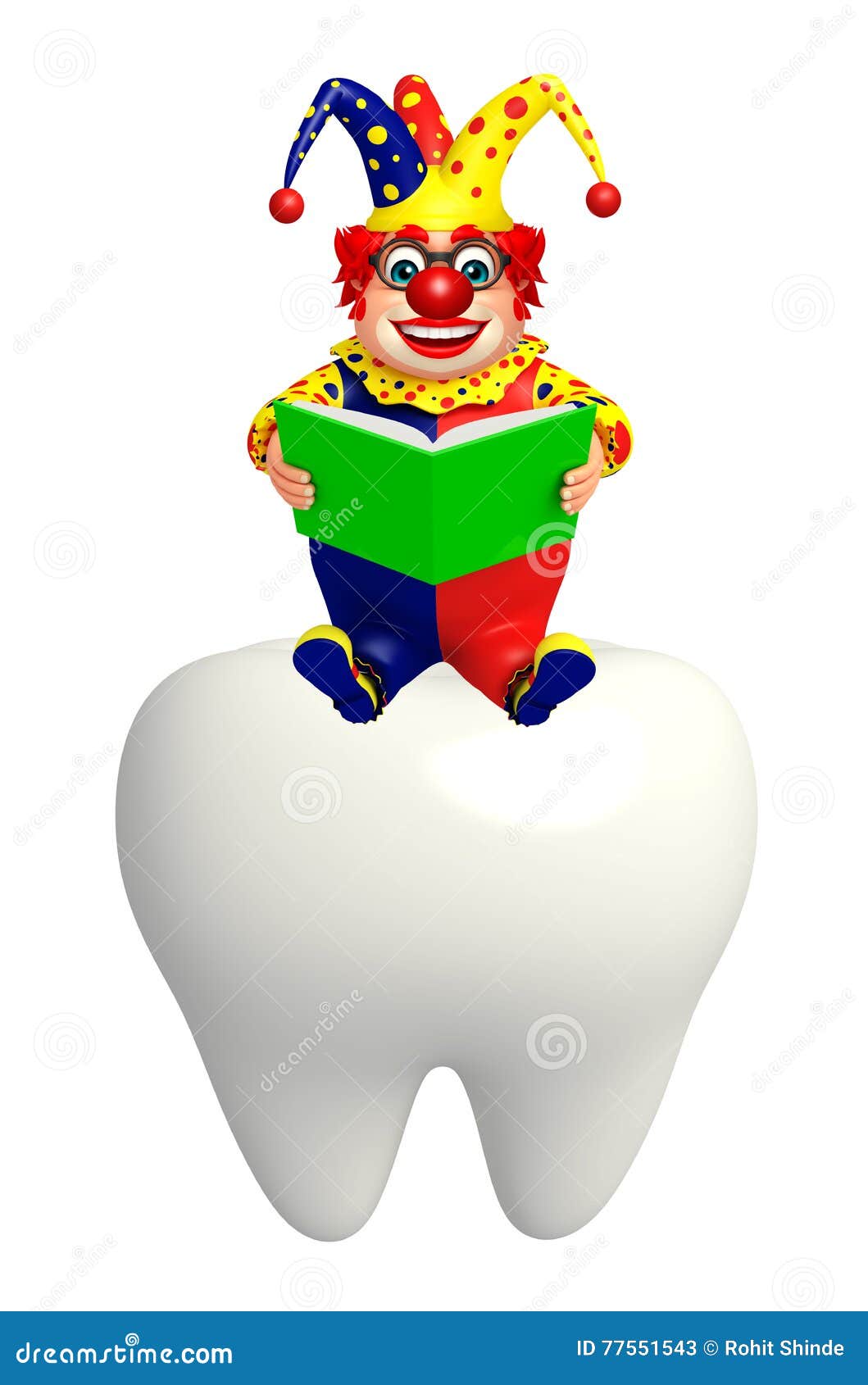 Clown with Teeth & Book Stock Illustration - Illustration of party ...