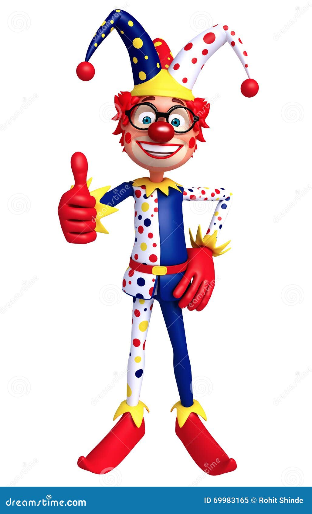 Clown thumbs up pose stock illustration. Illustration of circus - 69983165