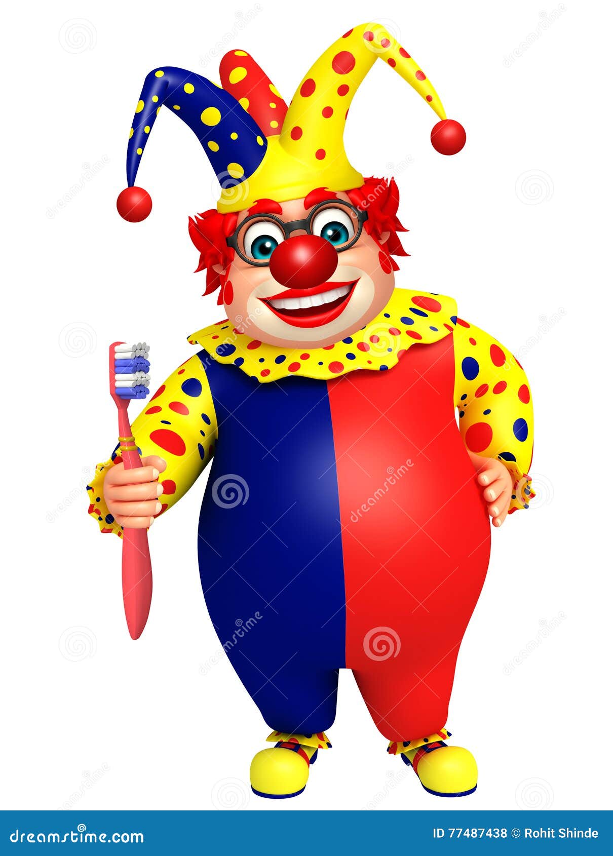 Clown with Tooth brush stock illustration. Illustration of happy - 77487438