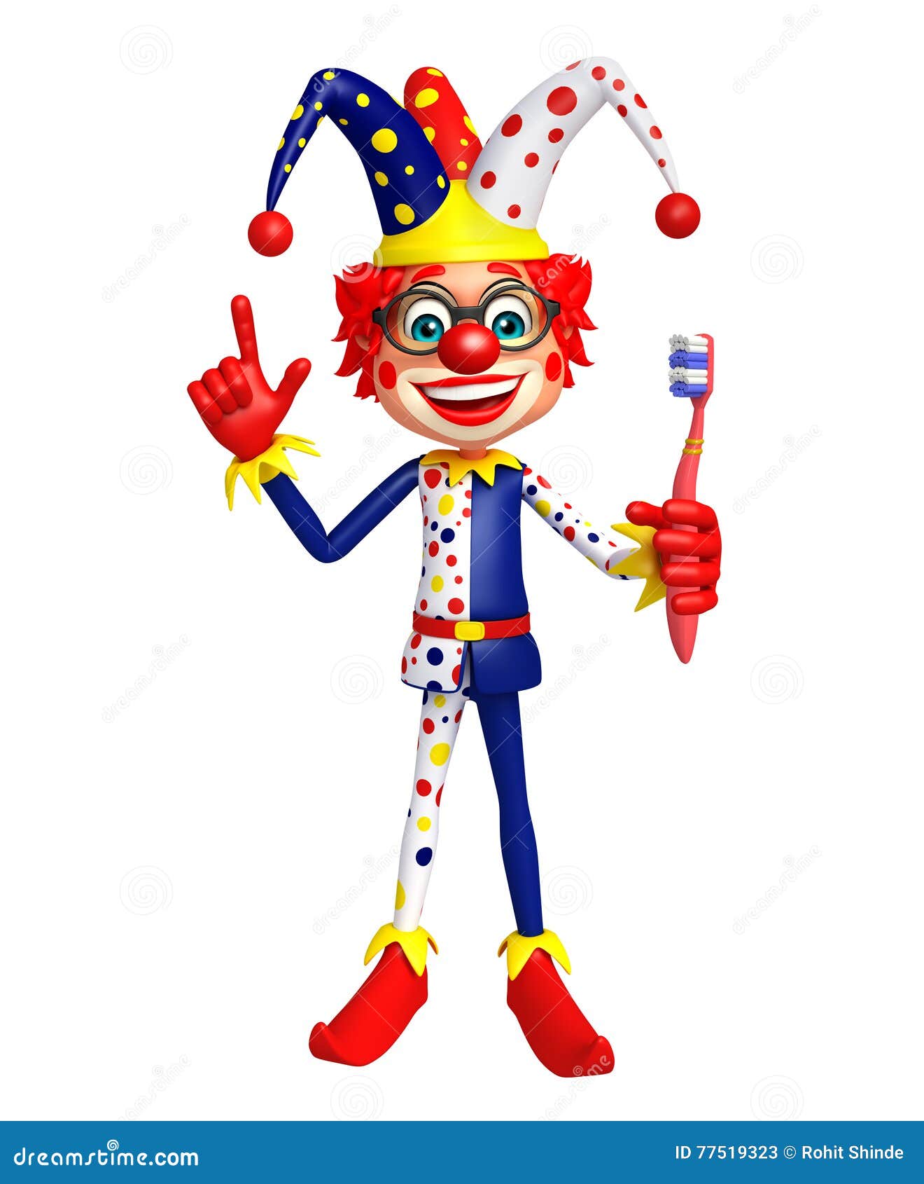 Clown with Tooth brush stock illustration. Illustration of laugh - 77519323