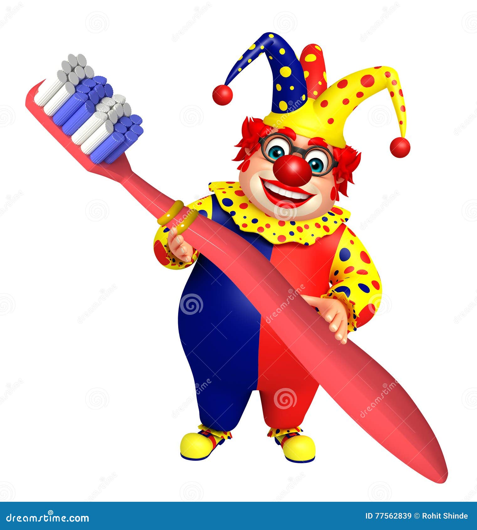 Clown with Tooth brush stock illustration. Illustration of holiday ...