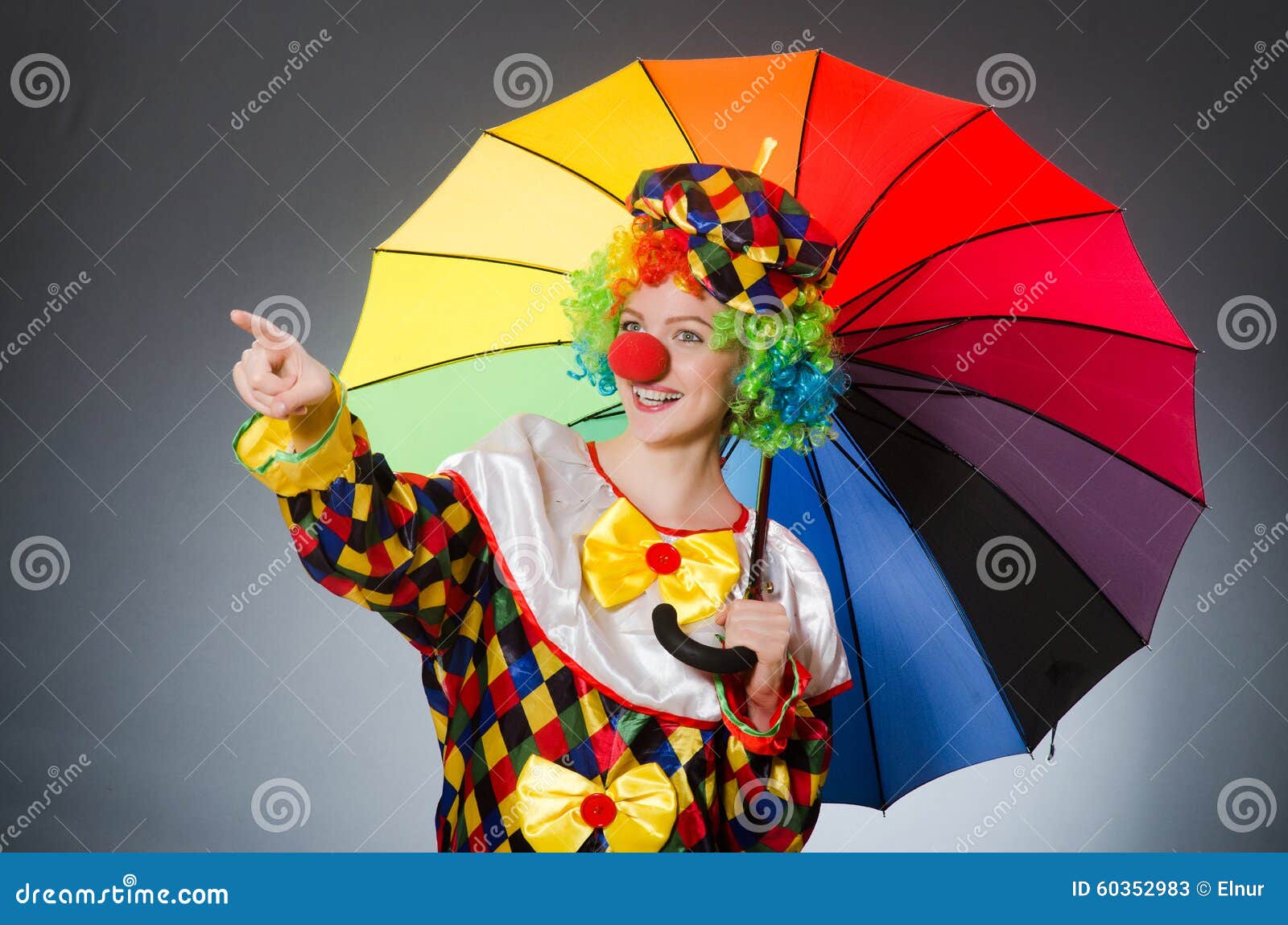 Clown with Umbrella in Funny Concept Stock Image - Image of cheerful ...