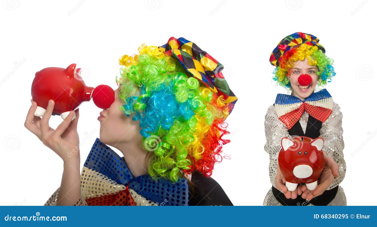 The Clown in Various Poses Isolated on White Stock Image - Image of ...