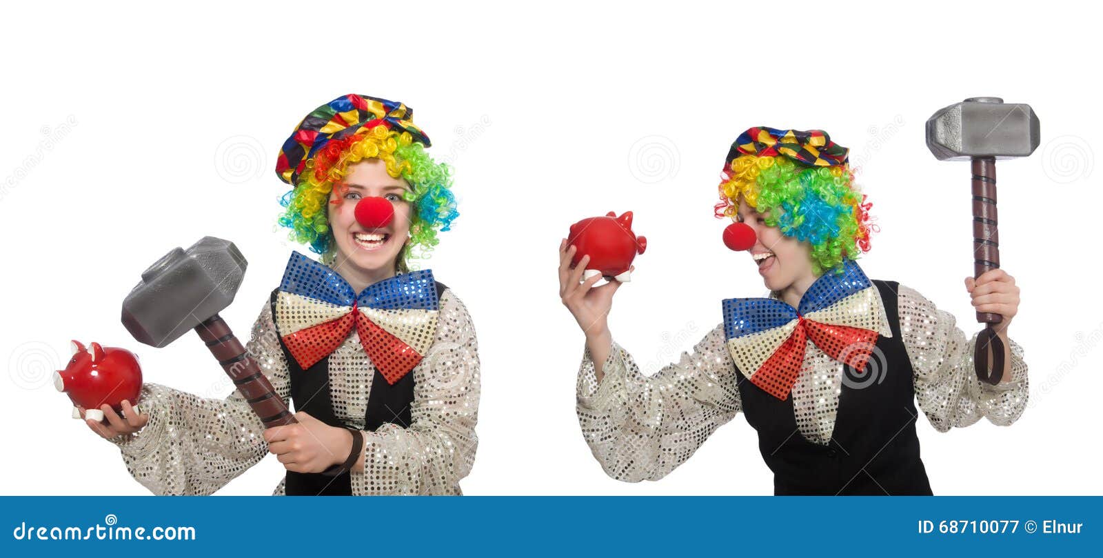 The Clown in Various Poses Isolated on White Stock Image - Image of ...
