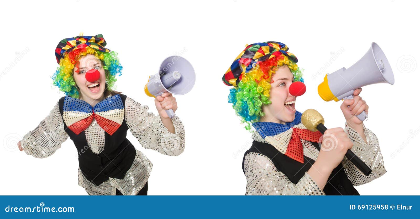 The Clown in Various Poses Isolated on White Stock Photo - Image of ...