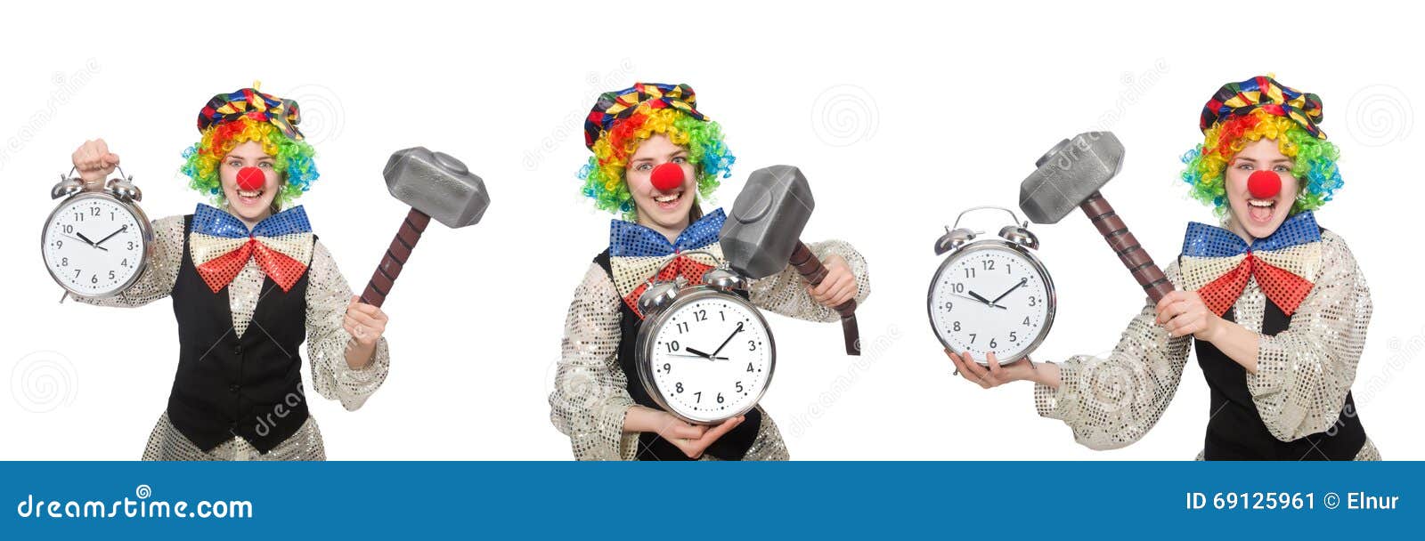 The Clown in Various Poses Isolated on White Stock Image - Image of ...