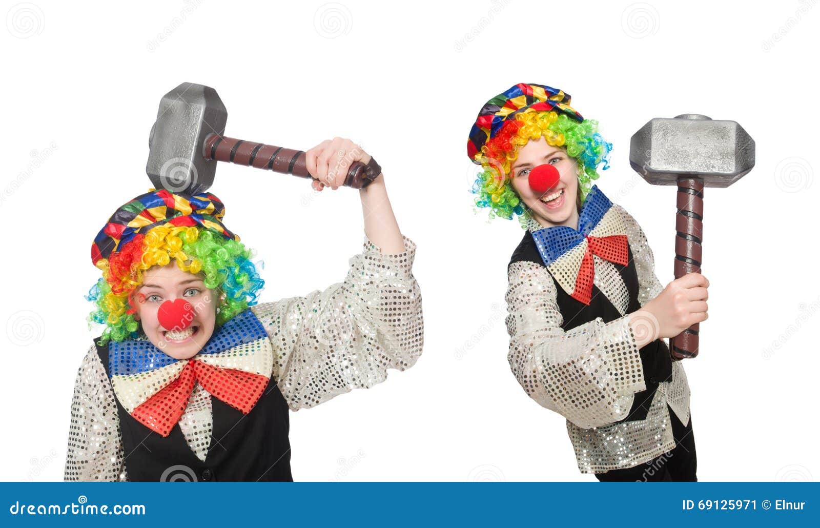 The Clown in Various Poses Isolated on White Stock Image - Image of ...