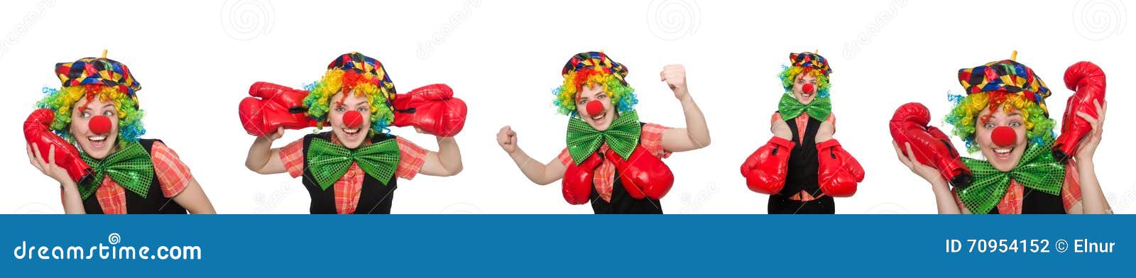 Clown in Various Poses Isolated on White Stock Photo - Image of boxing ...