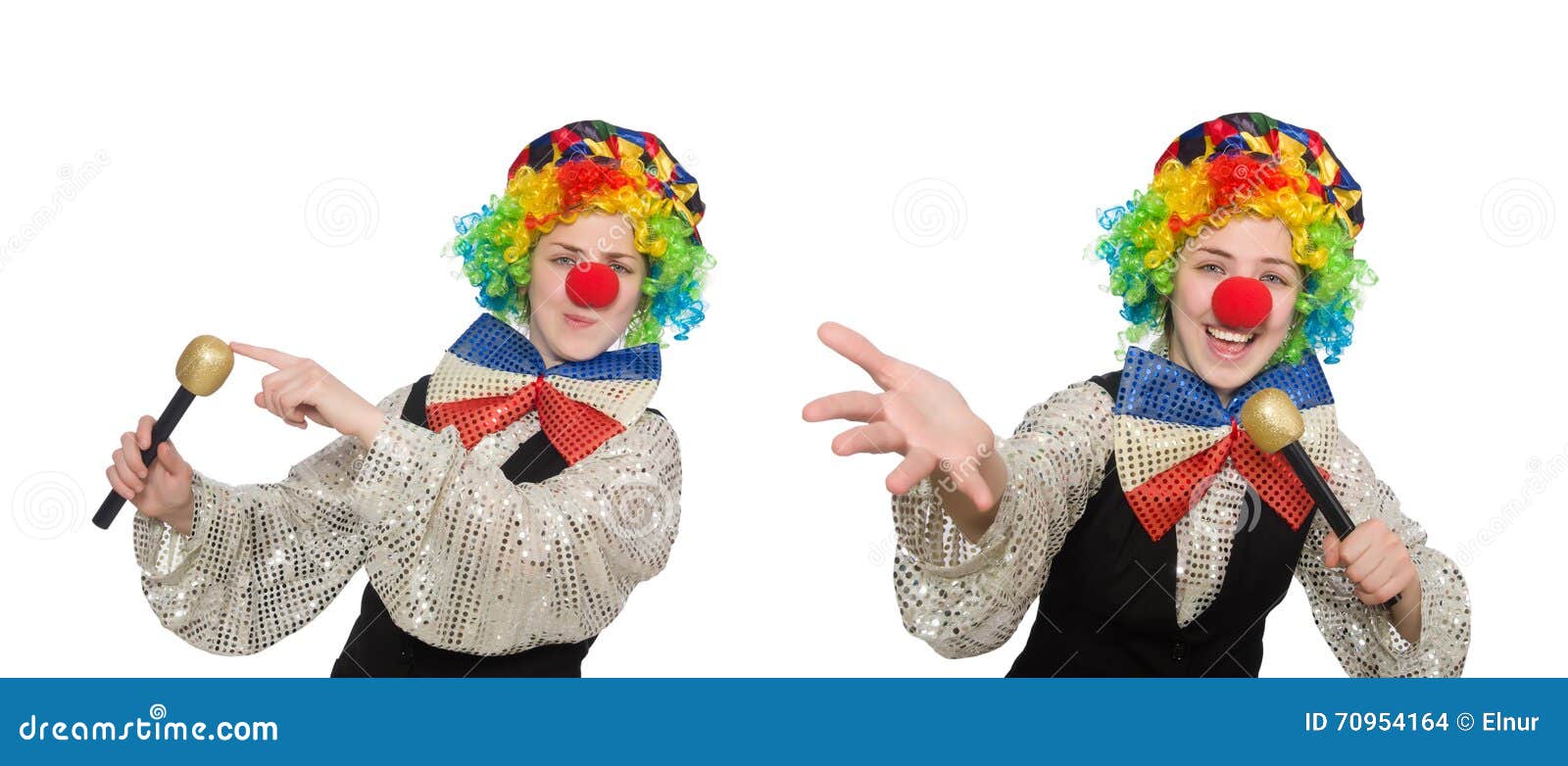 Clown in Various Poses Isolated on White Stock Photo - Image of fool ...