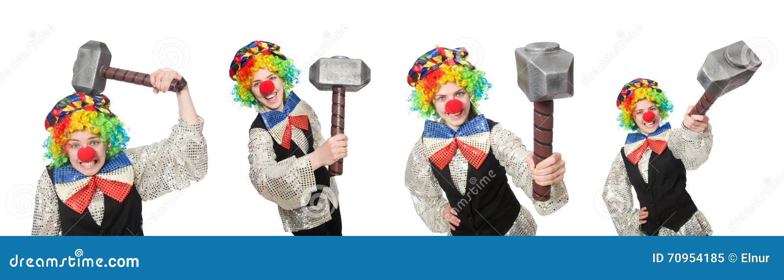 Clown in Various Poses Isolated on White Stock Image - Image of ...