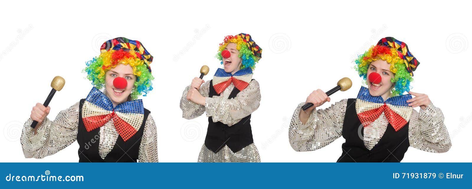 The Clown in Various Poses Isolated on White Stock Image - Image of ...