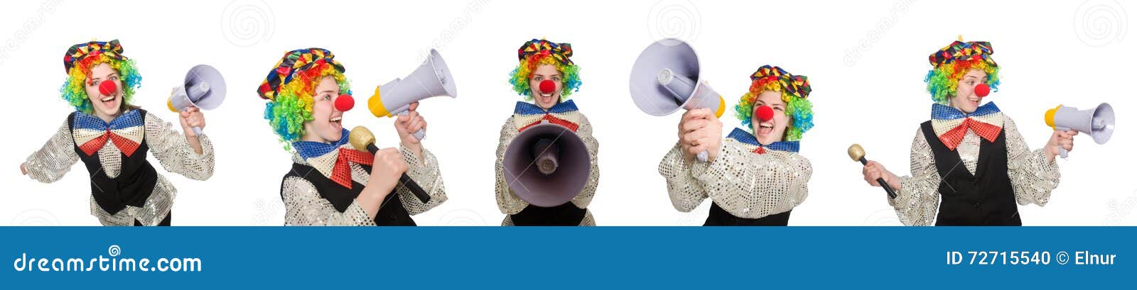 The Clown in Various Poses Isolated on White Stock Photo - Image of ...