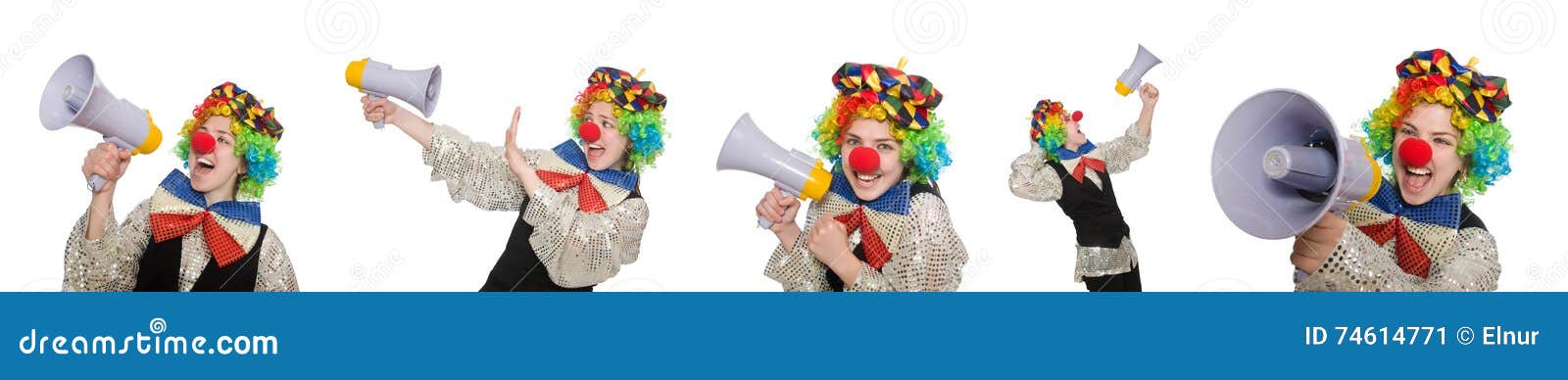 The Clown in Various Poses Isolated on White Stock Image - Image of ...