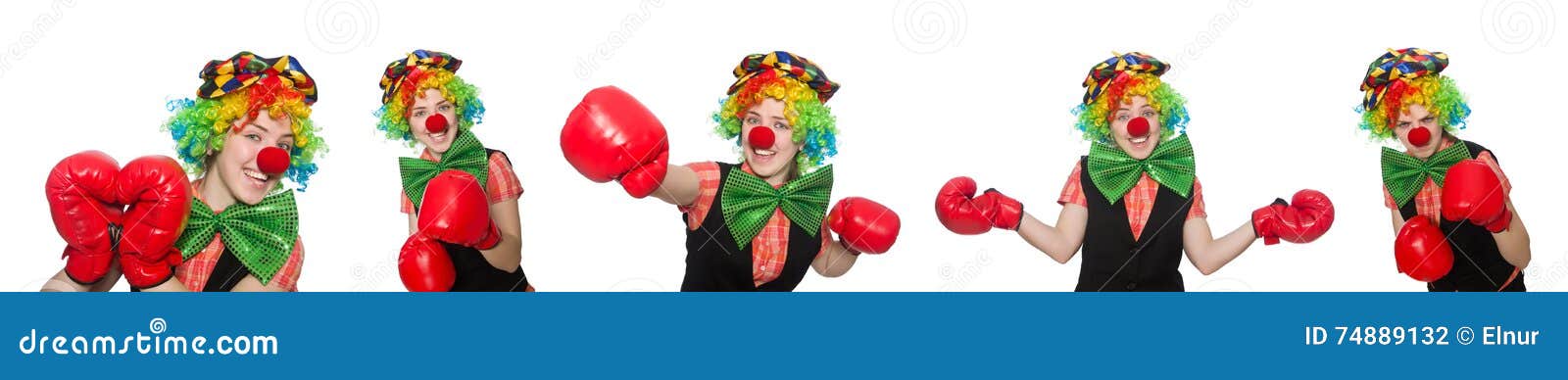 The Clown in Various Poses Isolated on White Stock Photo - Image of ...