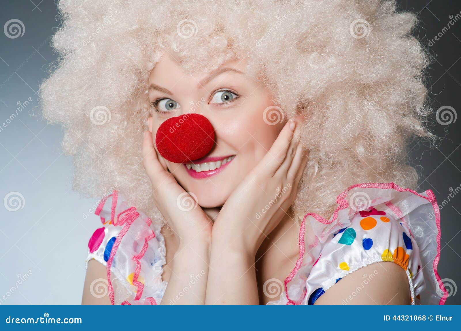 Clown with white wig stock photo. Image of comic, clown - 44321068