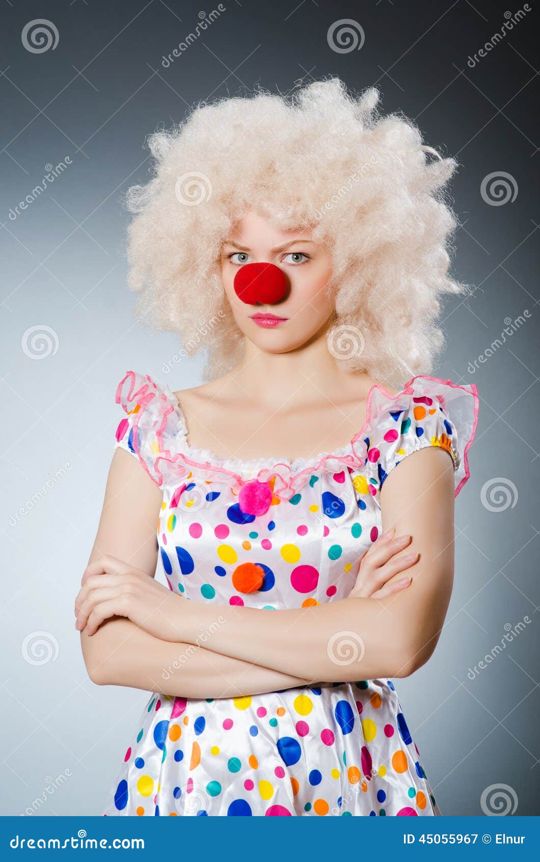 Clown with White Wig Against Stock Image - Image of performance, circus ...