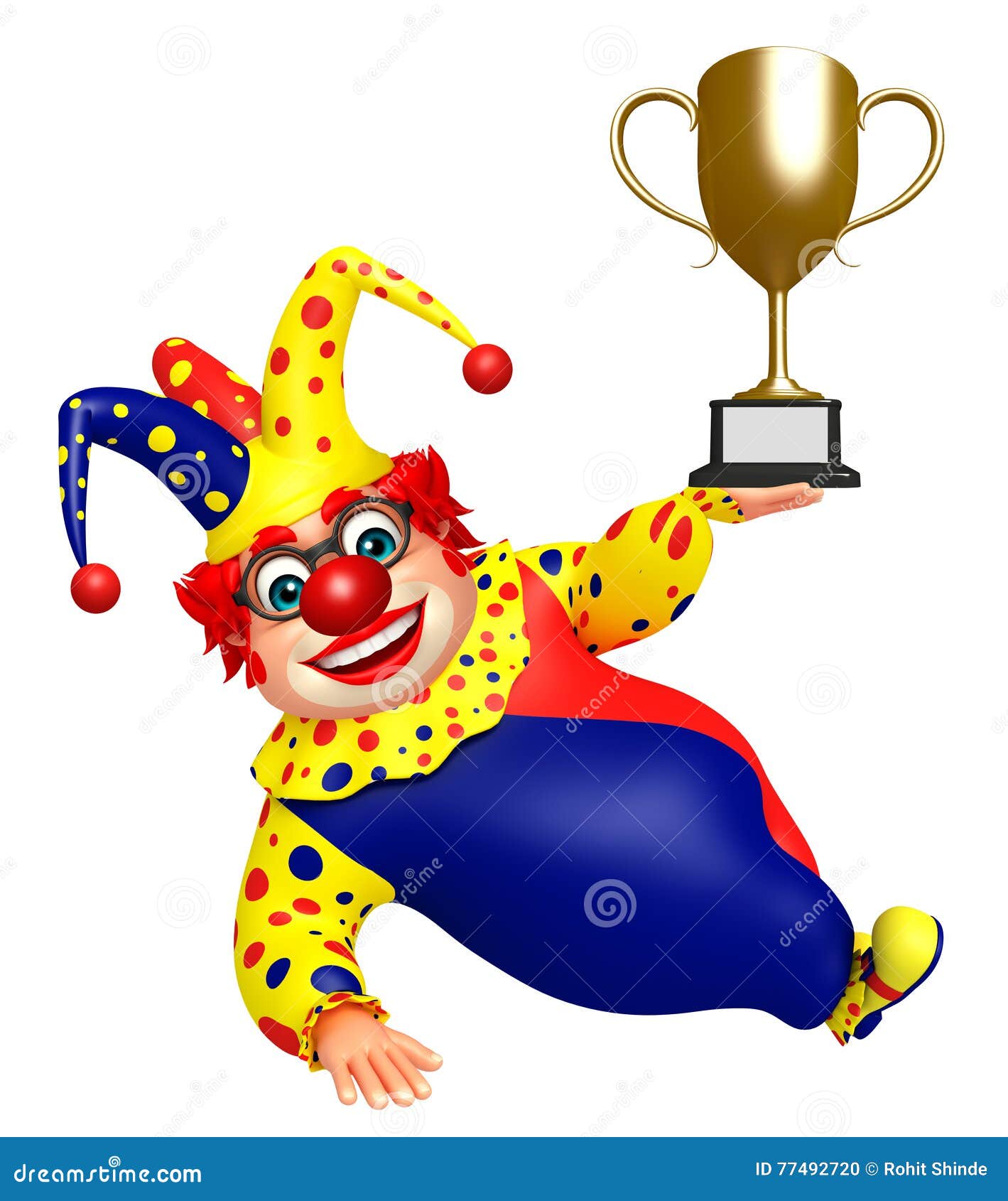 Clown with Winning cup stock illustration. Illustration of birthday ...