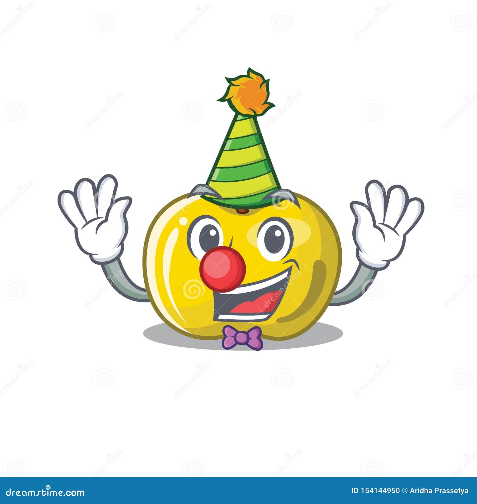 Clown Yellow Apple in a Cartoon Basket Stock Vector - Illustration of ...