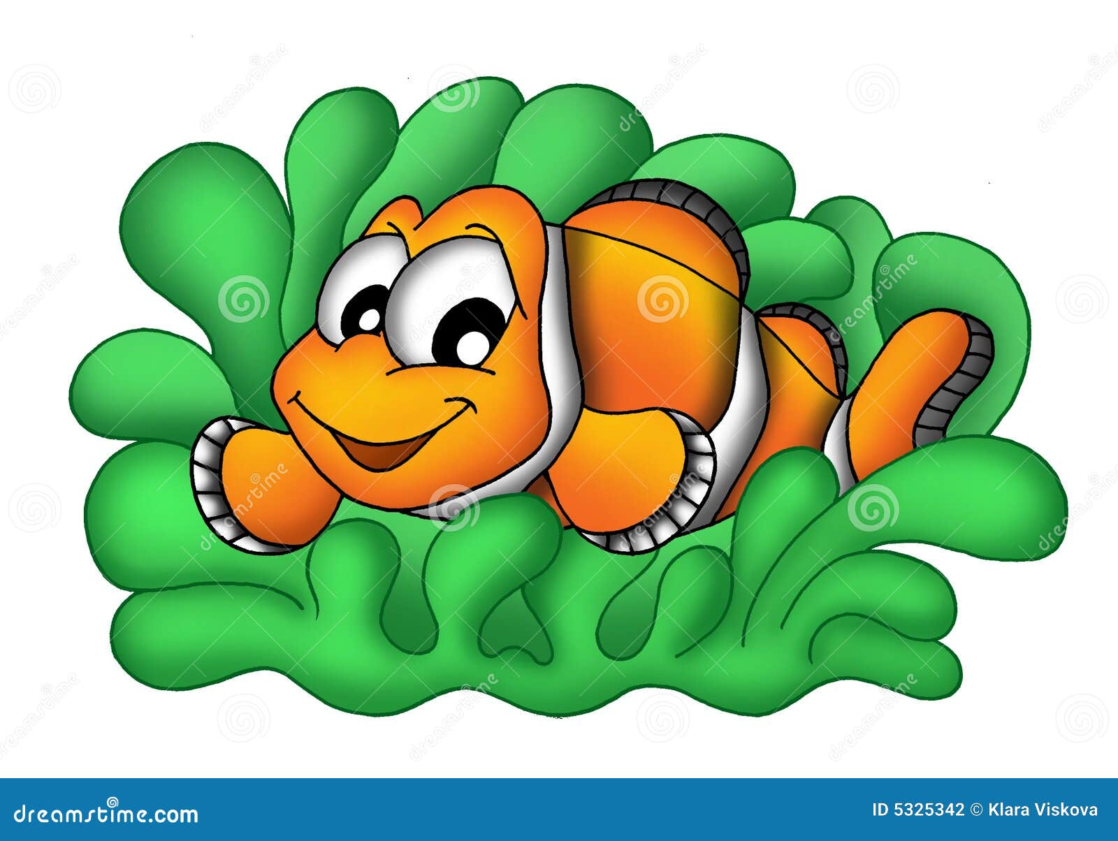 Clownfish in anemone stock illustration. Illustration of fish - 5325342