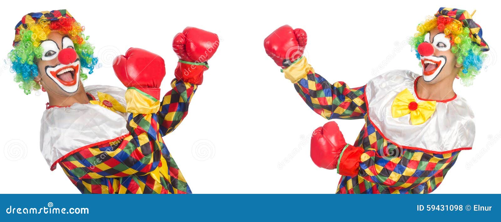 Clowns with Boxing Gloves Isolated on White Stock Photo - Image of ...