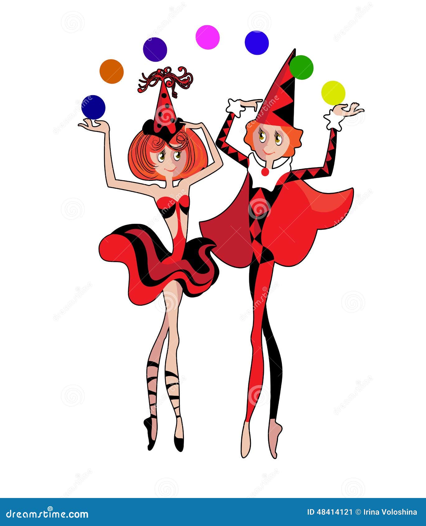 Clowns - jugglers stock illustration. Illustration of food - 48414121