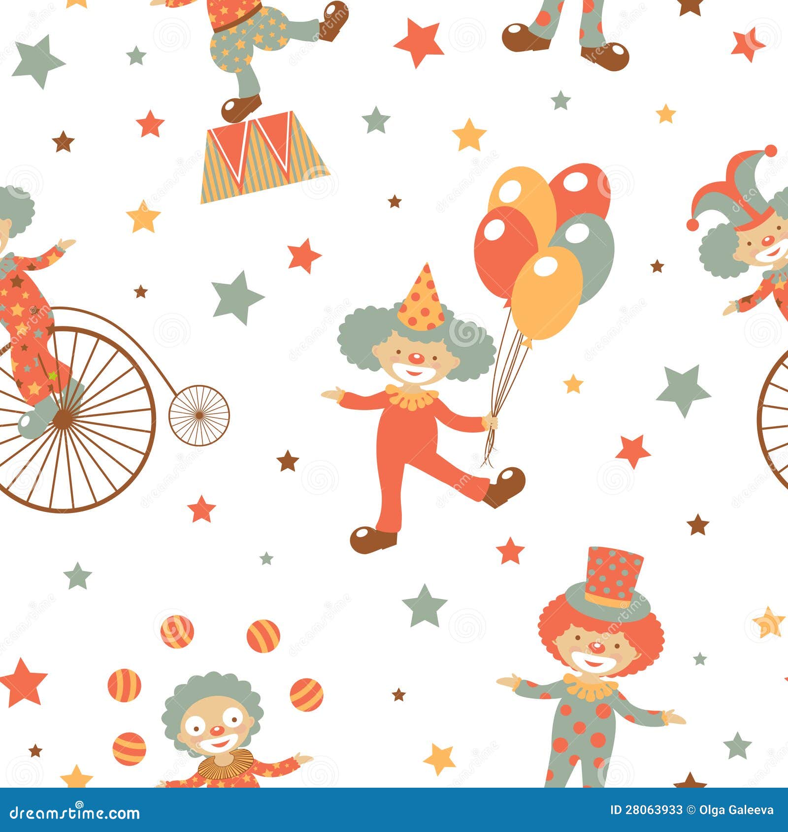 Clowns seamless pattern stock vector. Illustration of abstract - 28063933