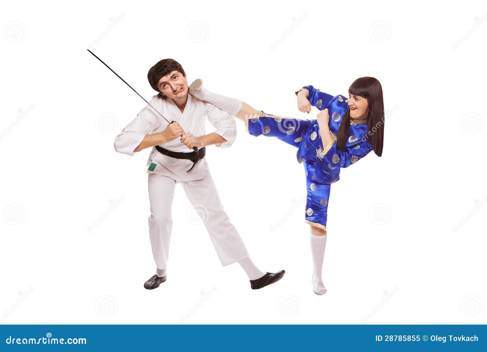 Clowns in Suits of Karatekas Stock Image - Image of karate, action ...