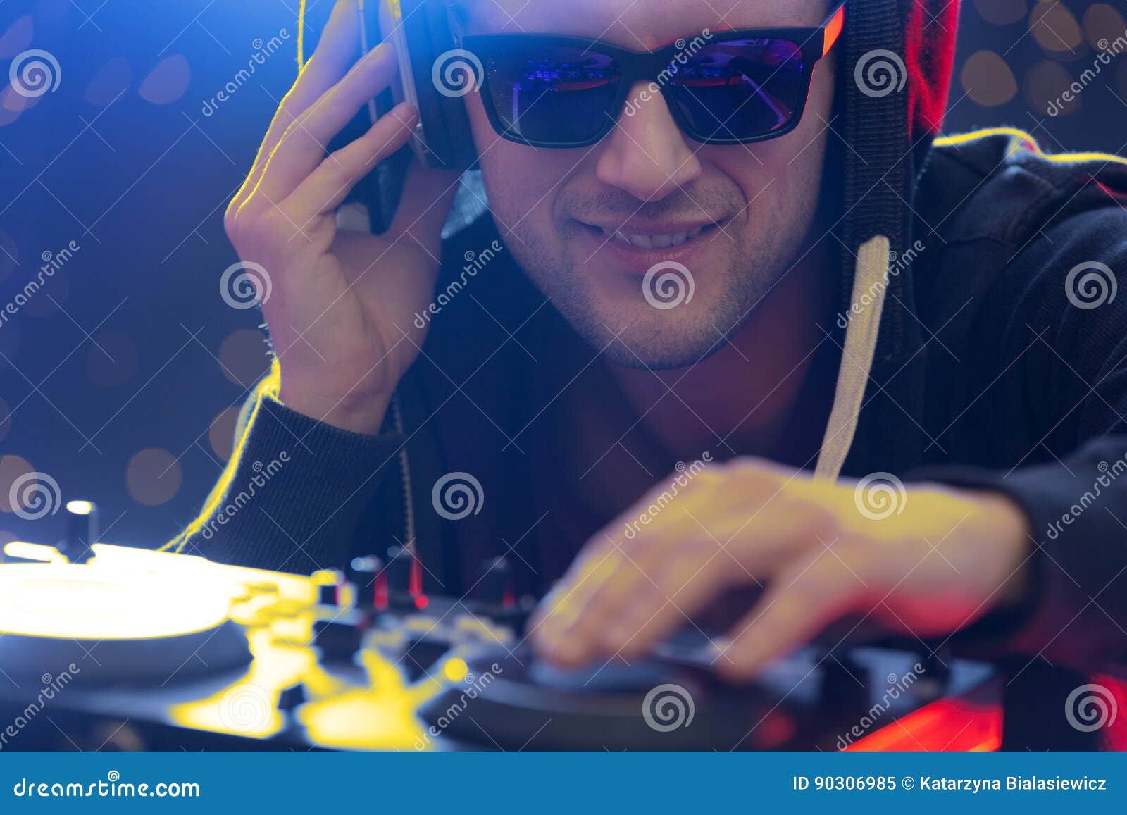 Club dj playing music stock image. Image of event, mixer - 90306985