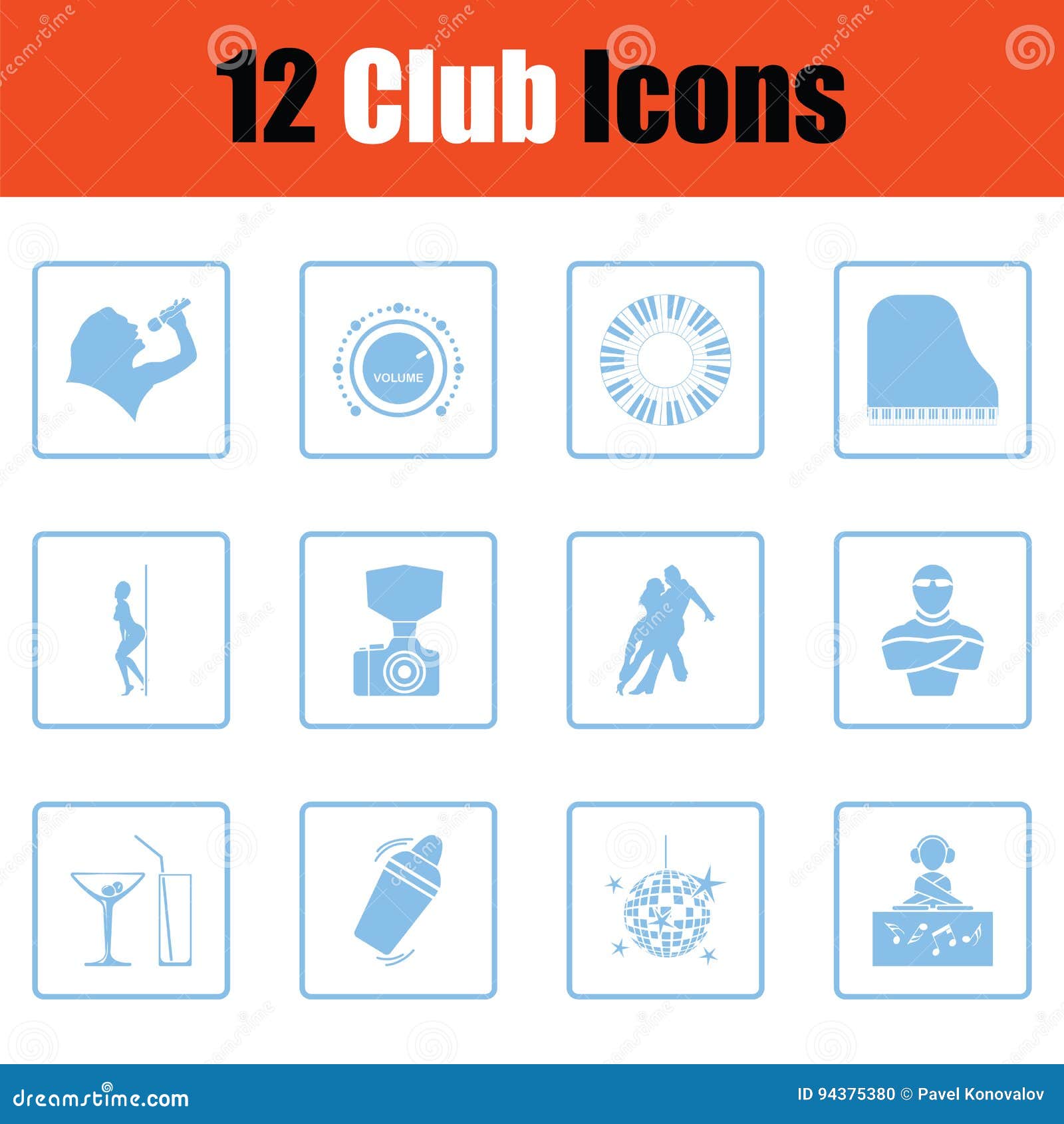 Club icon set stock vector. Illustration of nightclub - 94375380
