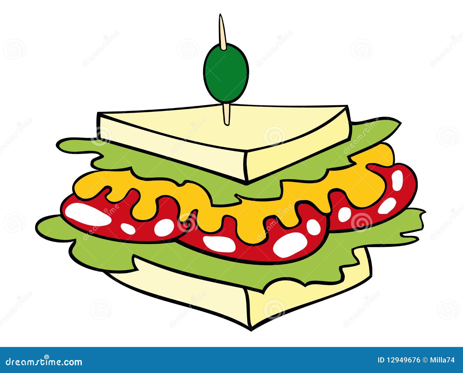Club Sandwich. stock vector. Illustration of cream, dressed - 12949676