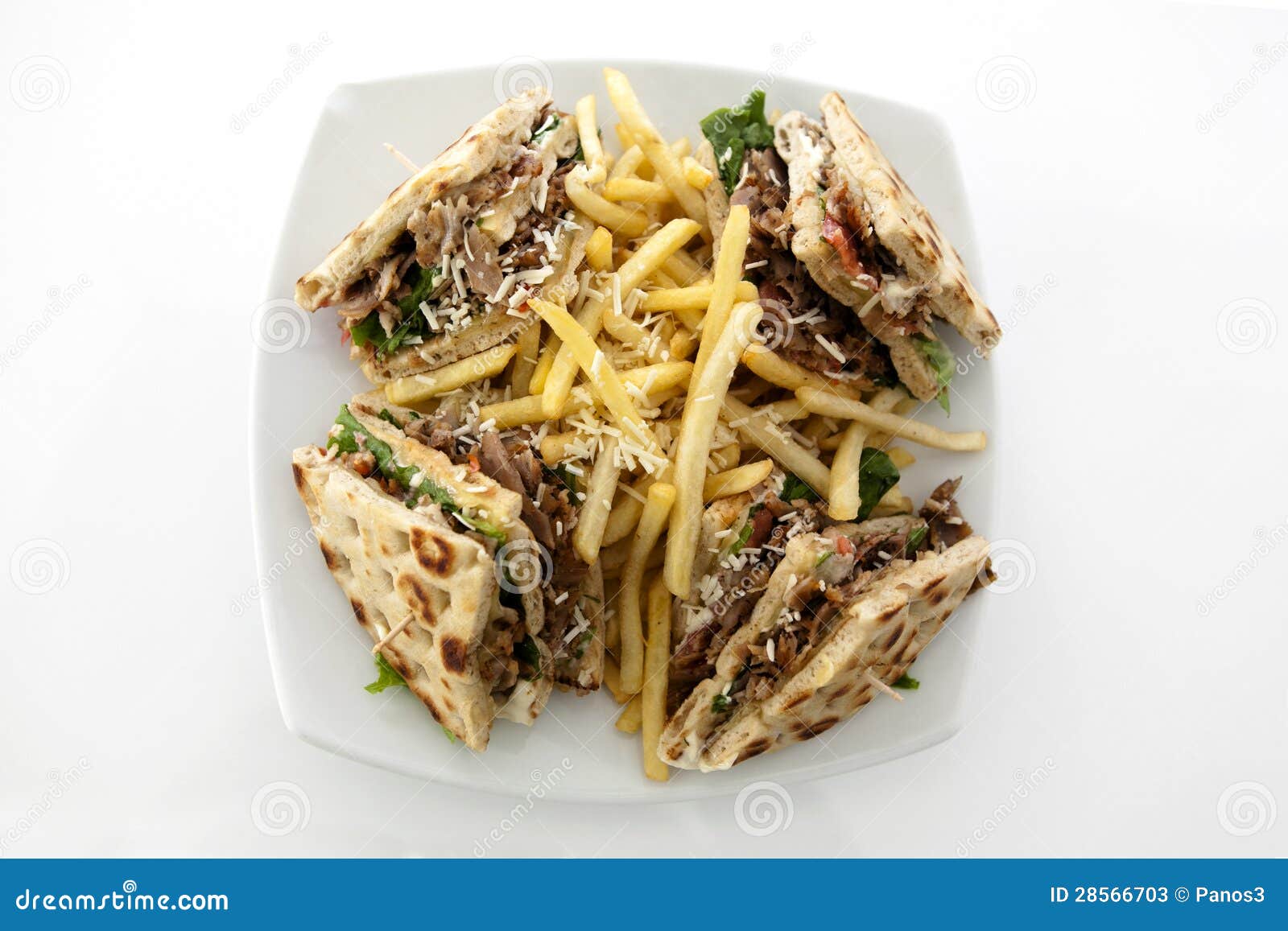 CLub sandwich with gyros stock image. Image of plate - 28566703