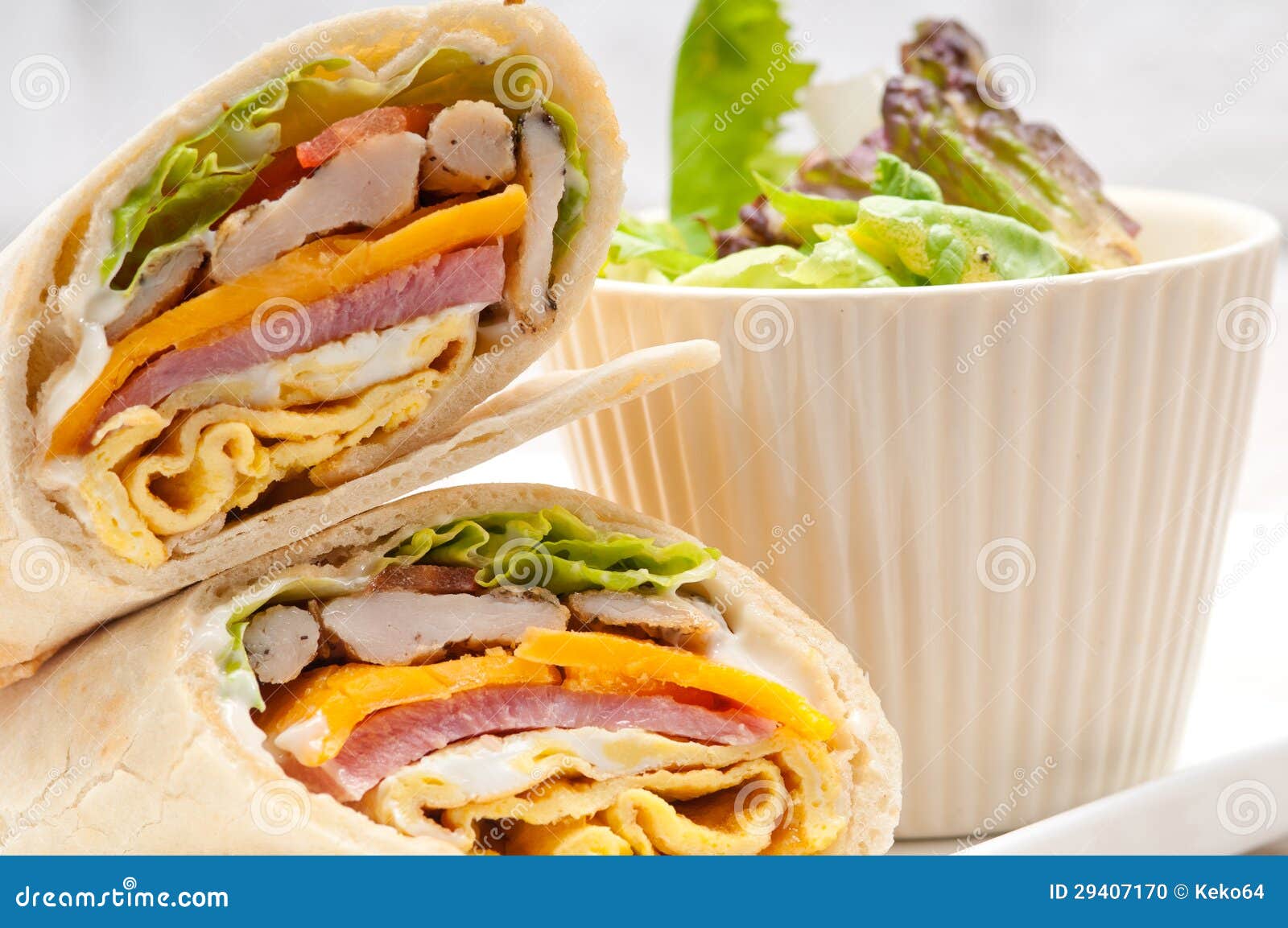 Club Sandwich Pita Bread Roll Stock Photo - Image of hungry, green ...