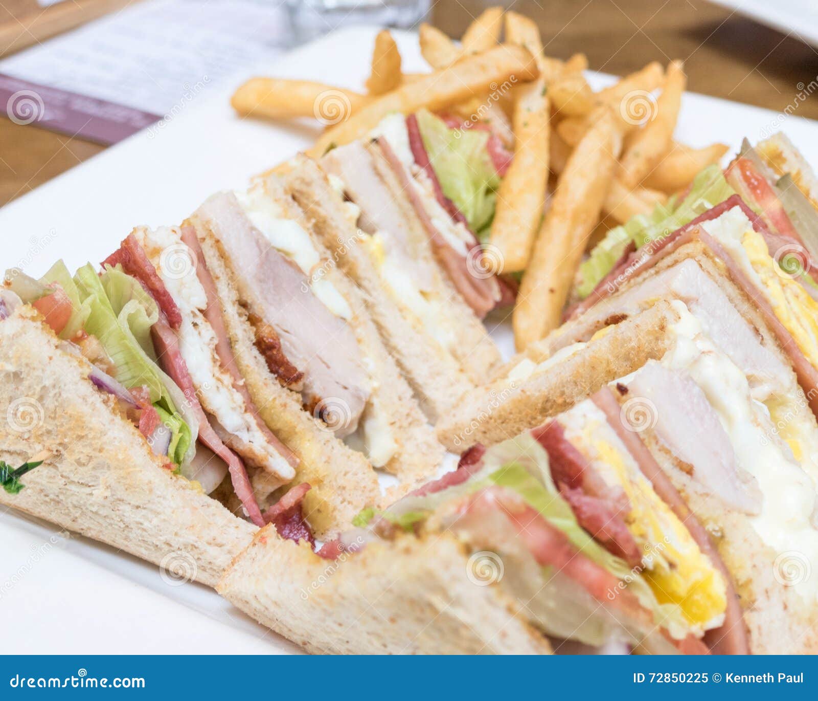 Club Sandwich on White Plate Stock Image - Image of lunch, tomato: 72850225