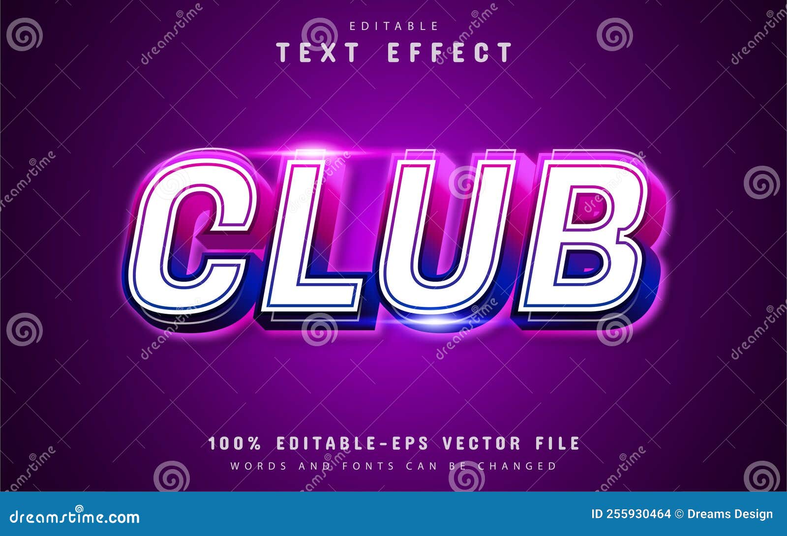 Club text effect stock vector. Illustration of effect - 255930464